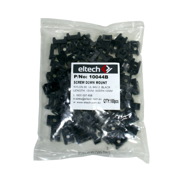 Screw Down Saddle Type Mounts 15 x 10mm 3.5mm screw - Black - Eltech