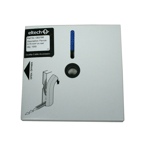 Single Cord End Ferrules - Reel 0.75mm Blue - Eltech