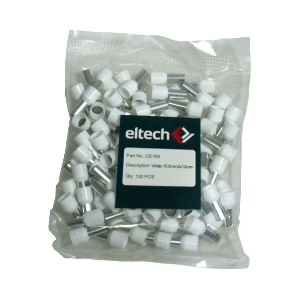 Single Cord End Ferrule 16mm x 12mm White - Eltech