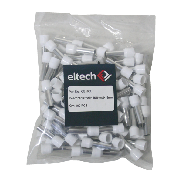 Single Cord End Ferrule 16mm x 18mm White - Eltech