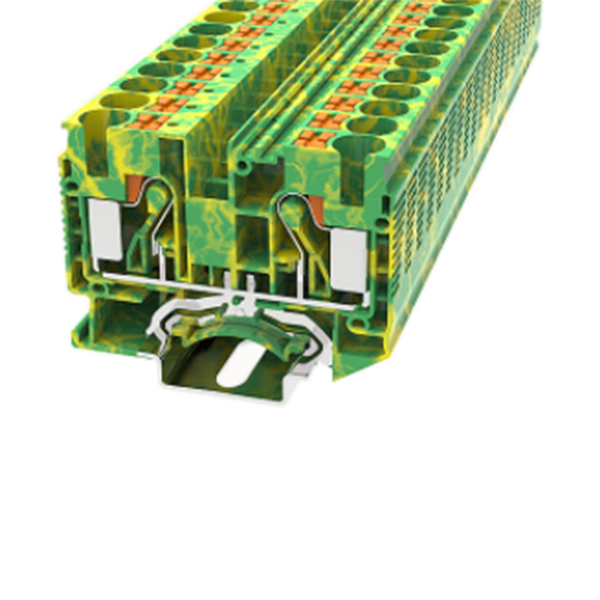 DS Series Spring Clamp Terminal - Top Entry - 2 Way 10.0mm - Earth - Eltech