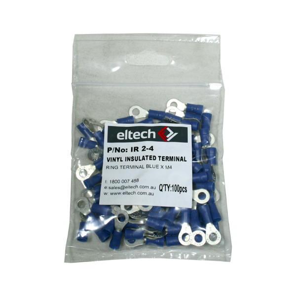 Pre-Insulated Ring Terminal - Single - Blue M4 - Eltech