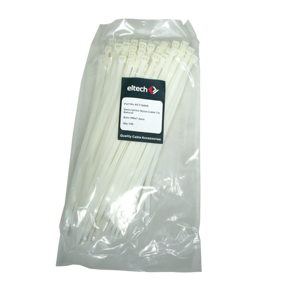 Nylon Cable Tie 300 X 7.2mm Natural - Eltech