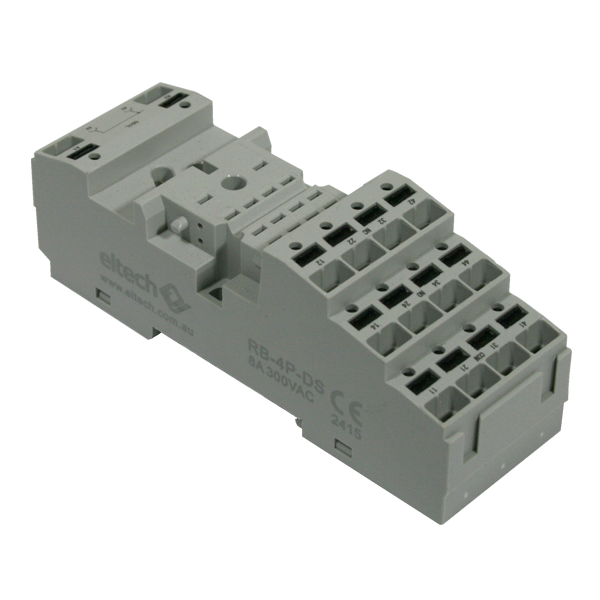 4 Pole Relay Base - Push In Terminal - Eltech