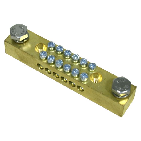 Earth Neutral Bar UNIVERSAL FEED 250A 6 Way Numbered 1-6 - Eltech