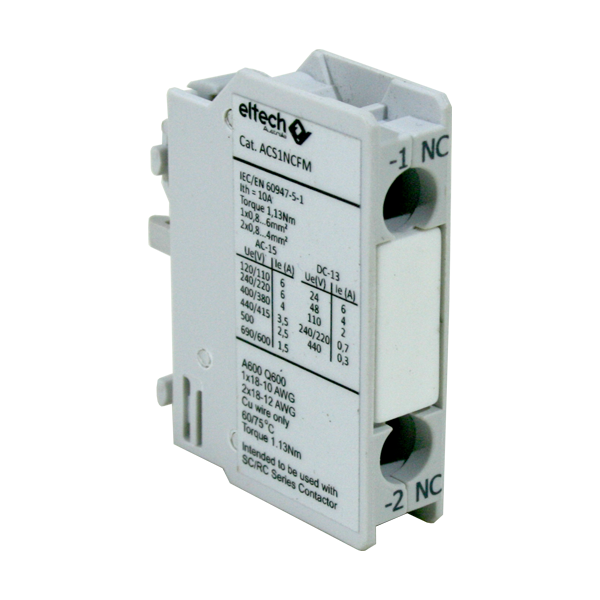 Auxiliary Contact - Standard 1 x NC - Front Mount - Eltech