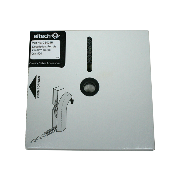 Single Cord End Ferrules - Reel 2.5mm Grey - Eltech