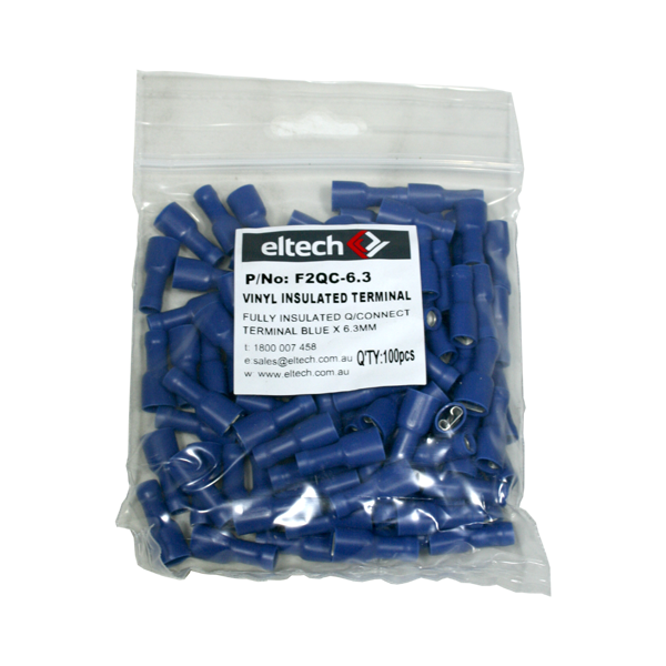 Pre-Insulated Quick Connectors - Fully Insulated Female - Blue 6.3mm ...