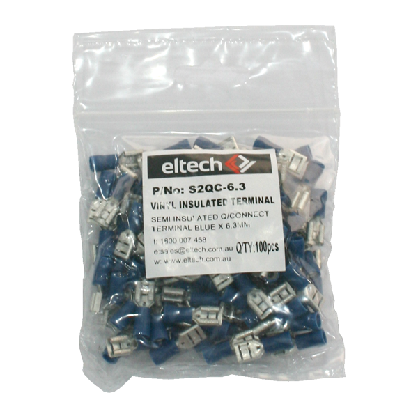 Pre-Insulated Quick Connectors - Semi Insulated Female - Blue 6.3mm ...
