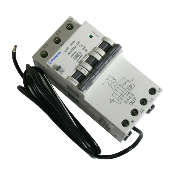 RCBO 20A 30mA 3P C Curve 10kA Chassis Mount - Eltech